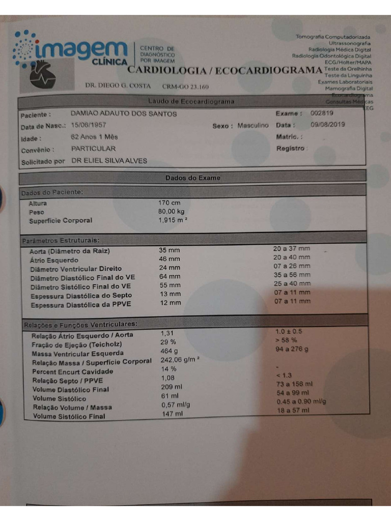 Laudo Cardiologia Ecocardiograma | PDF