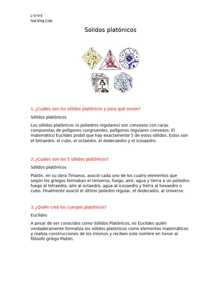 Sólidos Platónicos: Definición y Tipos | PDF