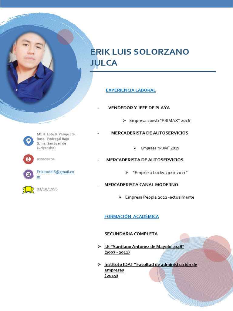 Curriculum Vitae Erik Solorzano | PDF