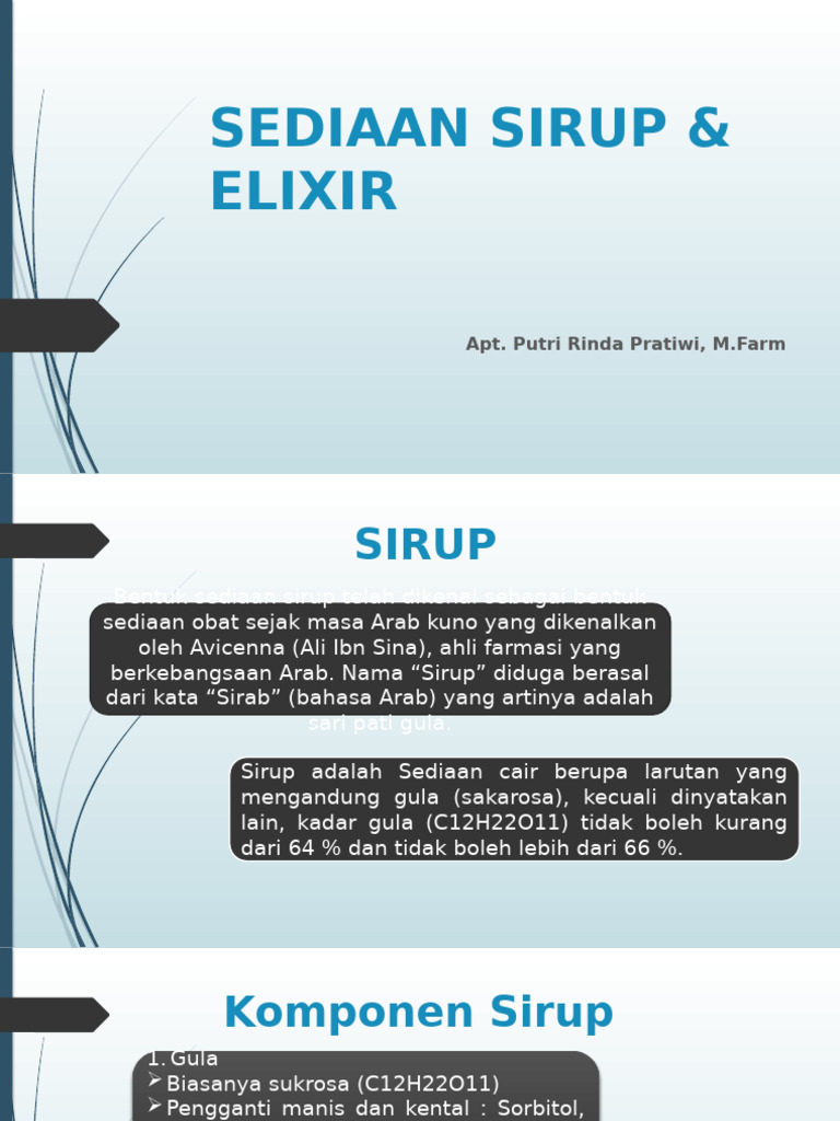 Sediaan Sirup | PDF | Memasak, Makanan, & Anggur | Sains & Matematika