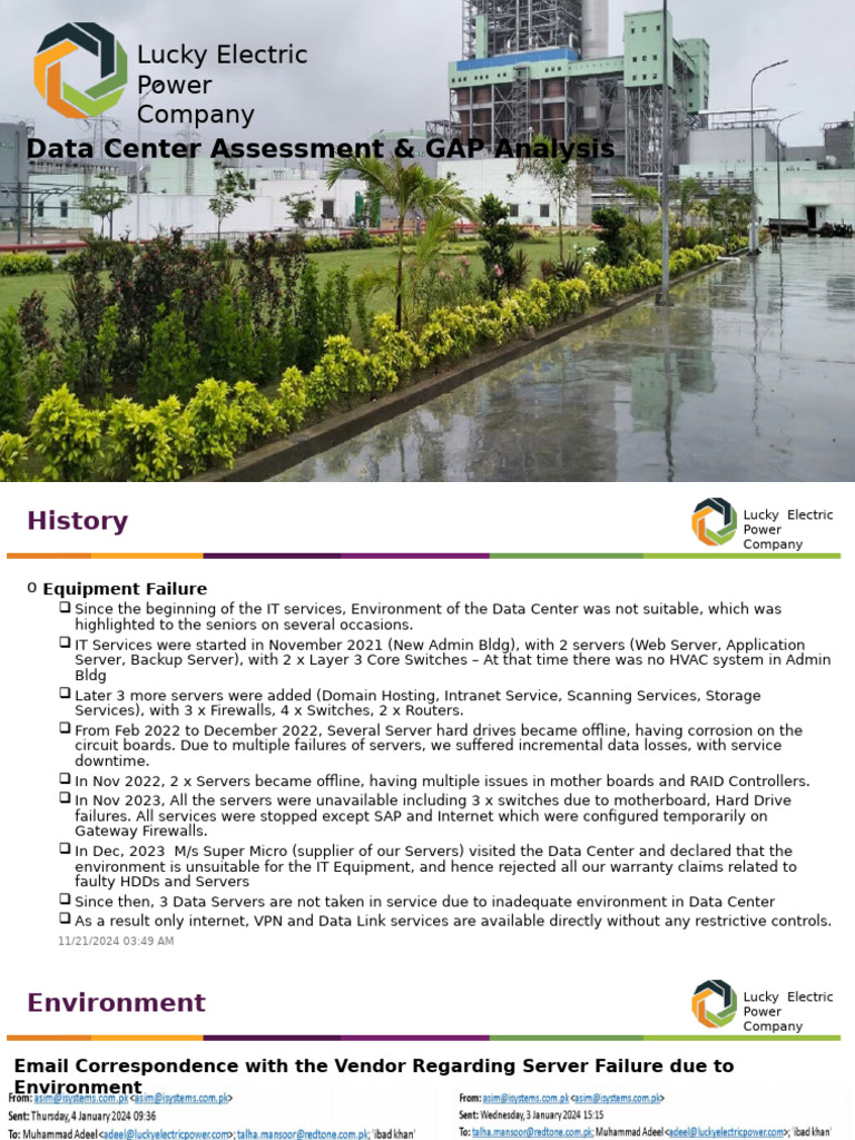 Data Center Assessment & GAP Analysis (Final) | PDF | Data Center | Server (Computing)