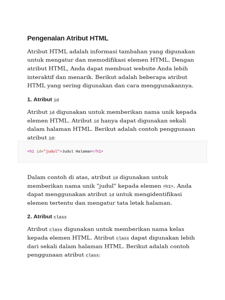 Pengenalan Atribut HTML | PDF | Komputer