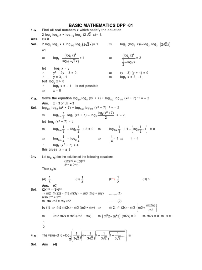 Basic Mathematics DPP | PDF | Mathematics | Mathematical Objects