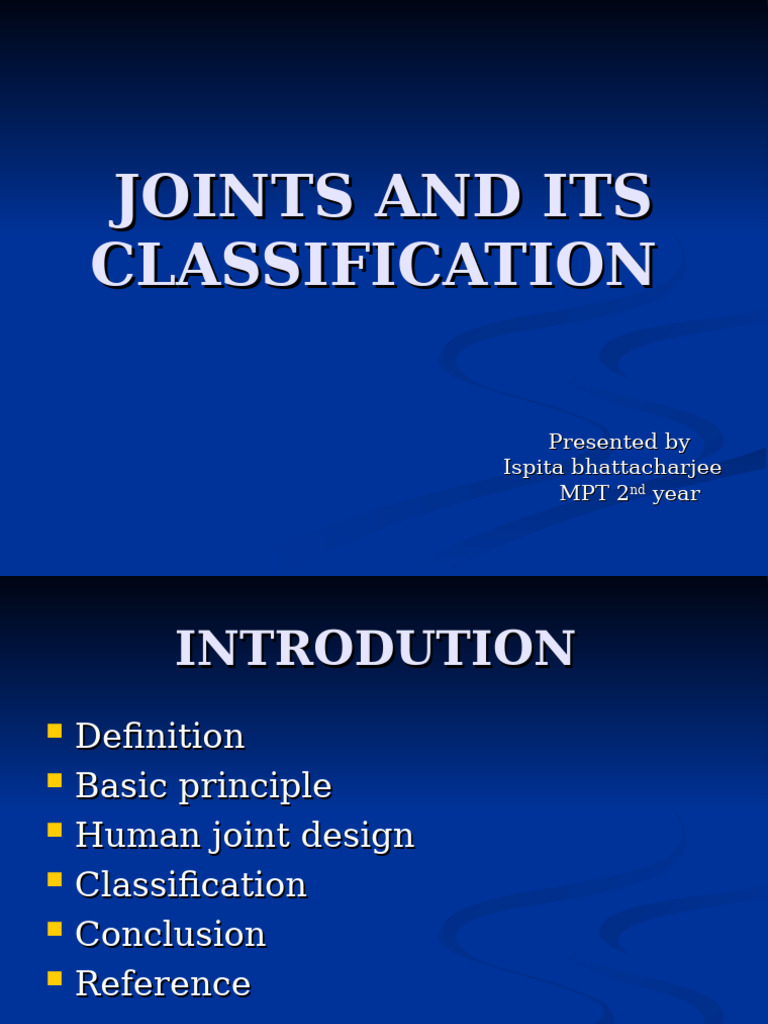 Joints and Its Classification | PDF | Cartilage | Joint