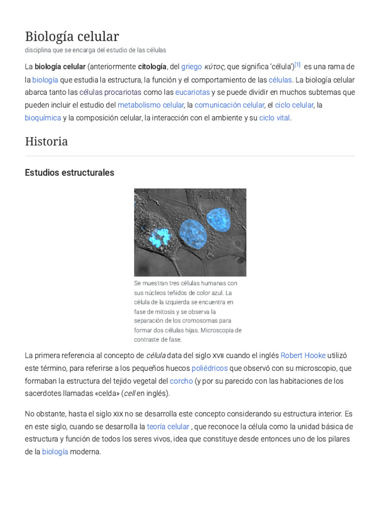 Biología Celular: Estructura y Función | PDF | Biología Celular | Ciclo ...