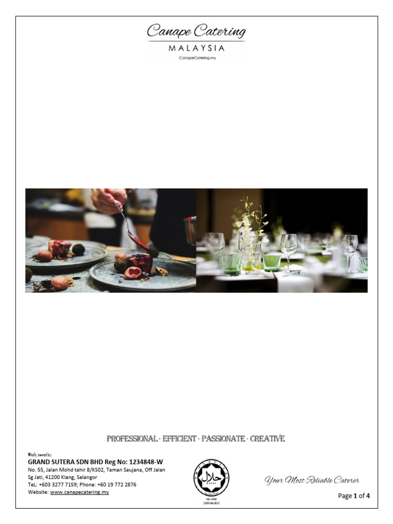 Light Refreshment Menu 2024 | PDF | Menu | Cuisine
