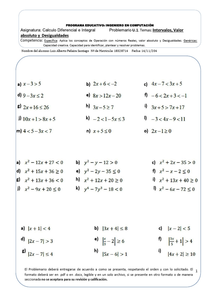 Intervalo, Valor Absoluto y Desigualdades | PDF | Intervalo (Matemáticas) | Matemáticas