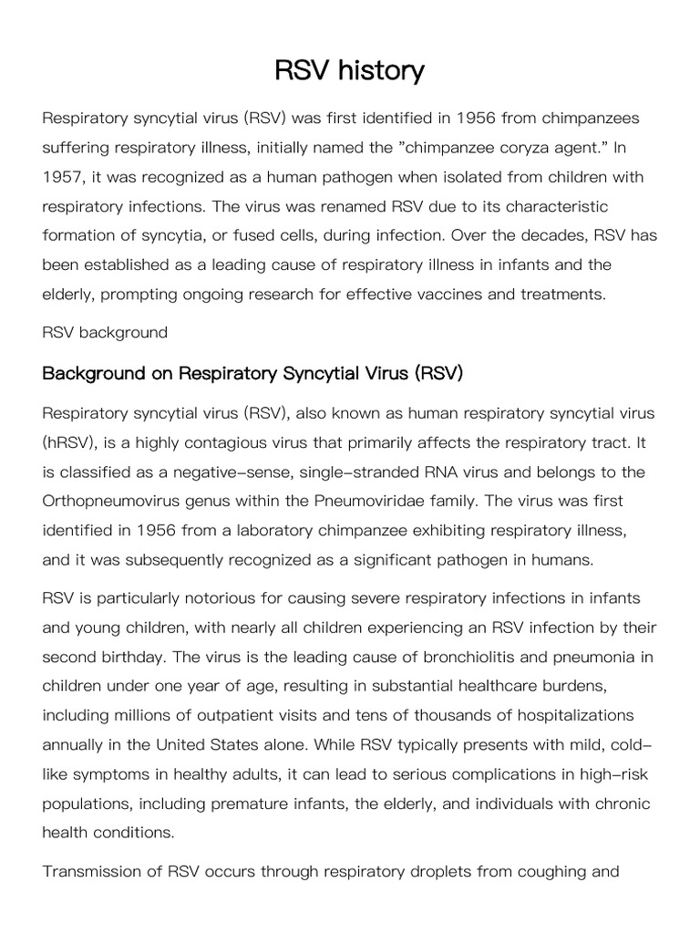RSV History - 2 | PDF | Virus | Infection