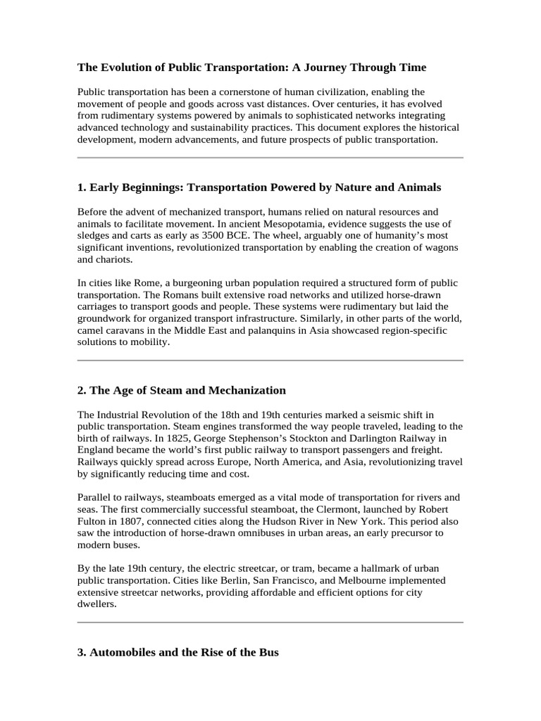 Evolution of Public Transportation History | PDF | Transport | Public ...
