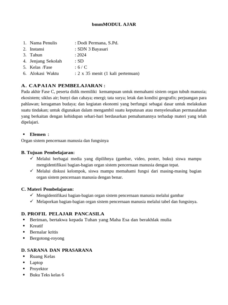 Modul Ajar Ukin | PDF
