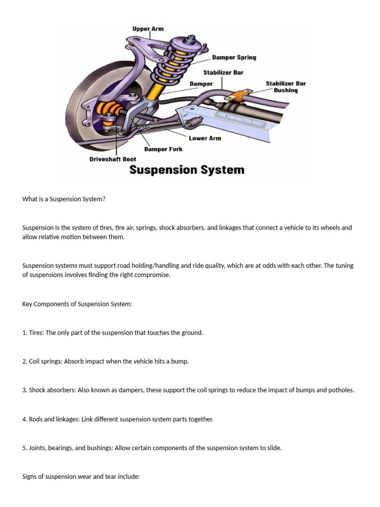What Is A Suspension System | PDF | Automotive Technologies | Vehicle ...