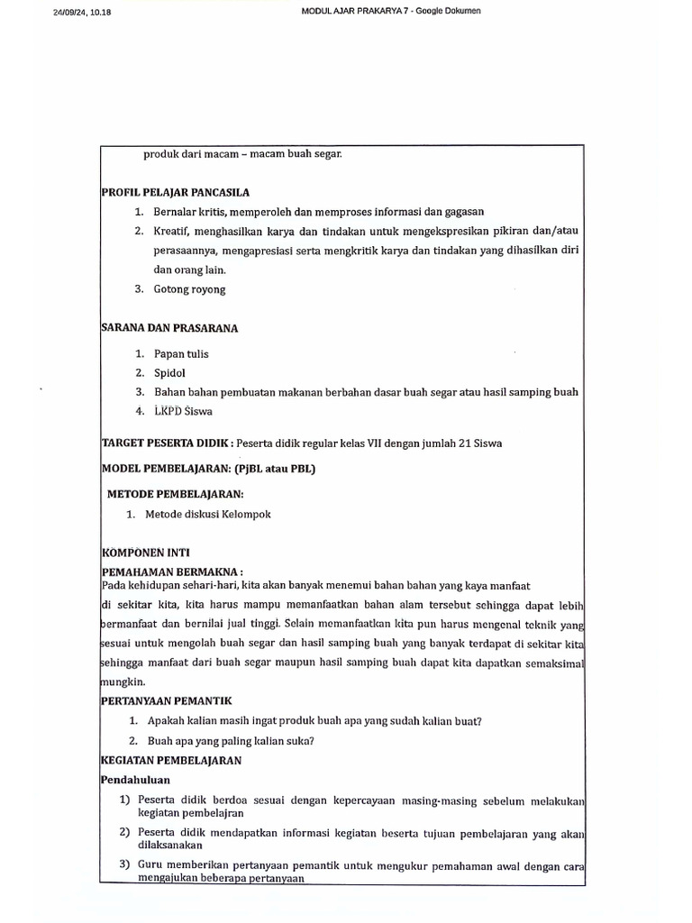 Modul Ajar Prakarya Hal 2 | PDF