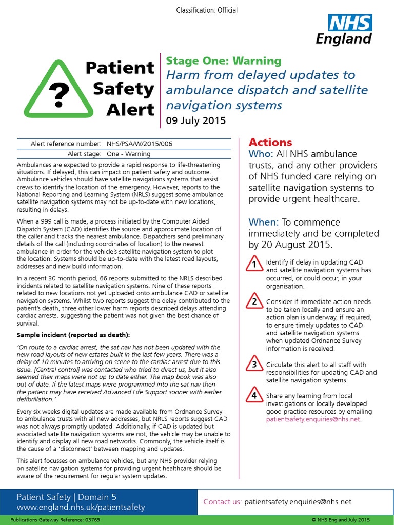 Ambulance Sat Nav Update Delays | PDF | Ambulance | Patient Safety