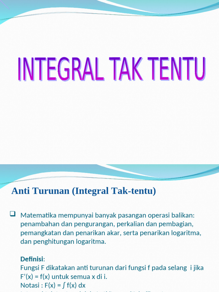 10 - Presentasi - Integral Tak Tentu | PDF
