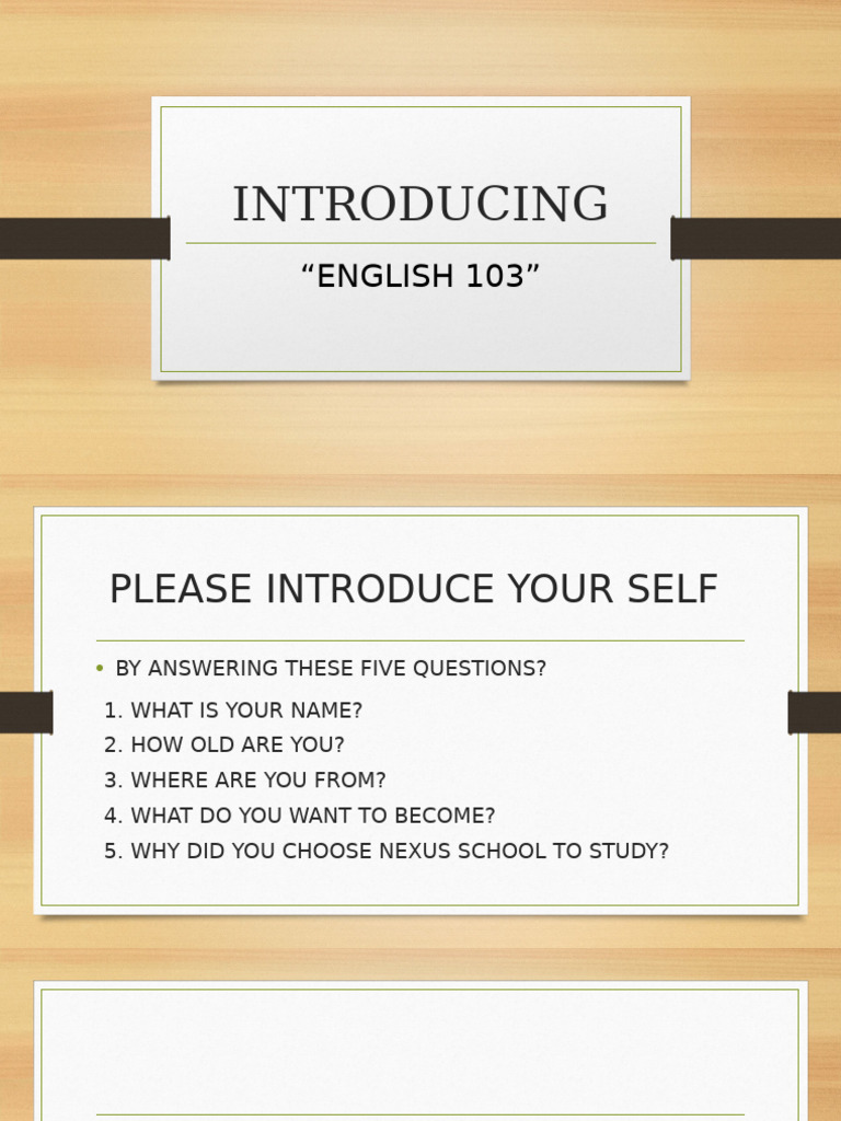 English 103 Day 1 | PDF