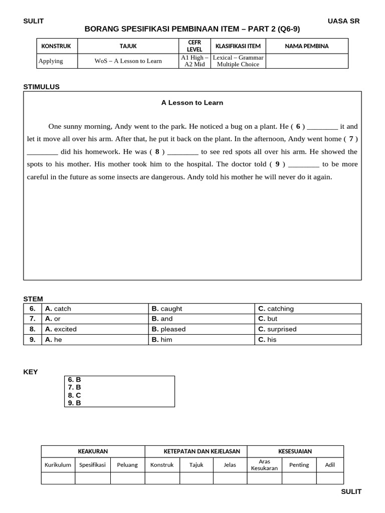 Contoh Penghasilan Item Soalan T5 Bi 2 | PDF