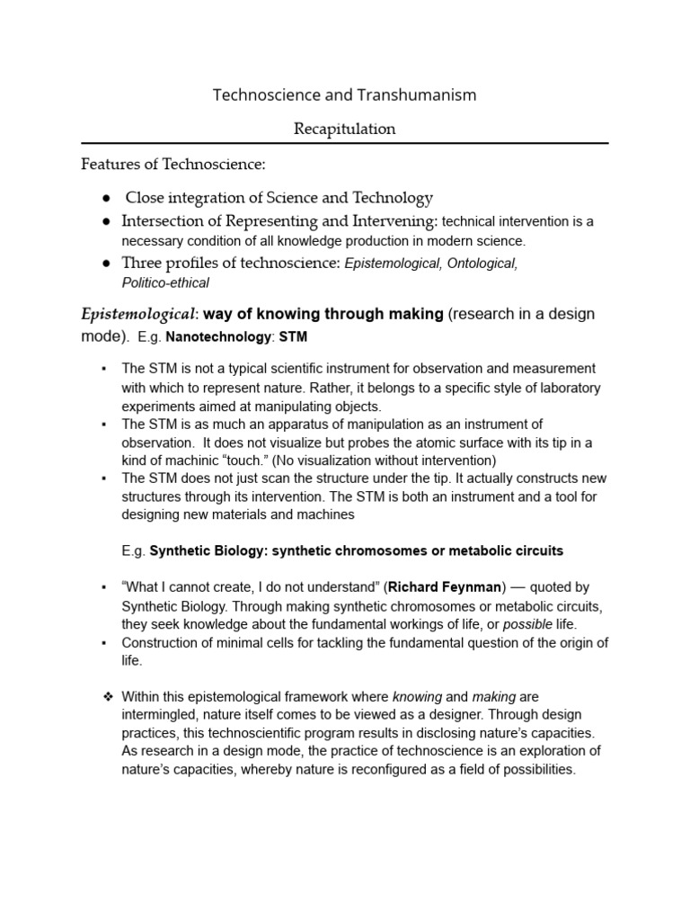 Understanding Technoscience and Transhumanism | PDF | Nanotechnology ...