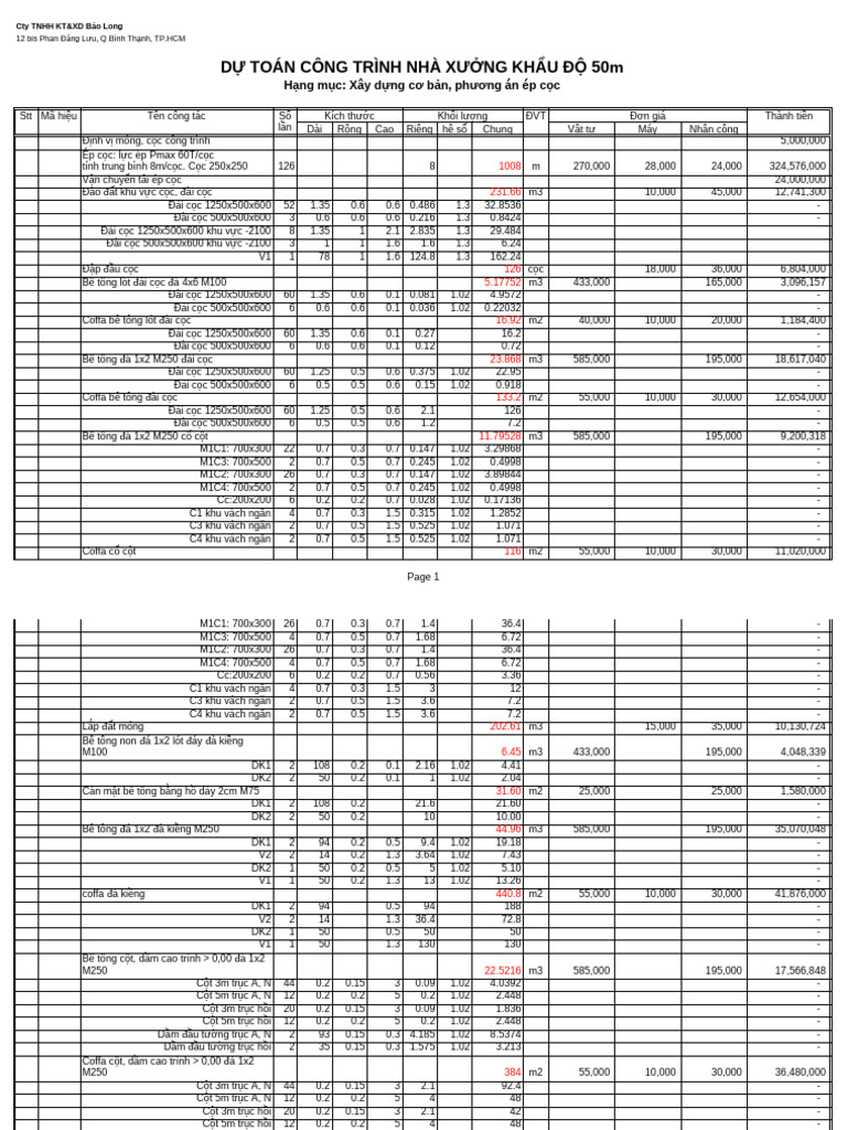 Du Toan Nha Xuong | PDF