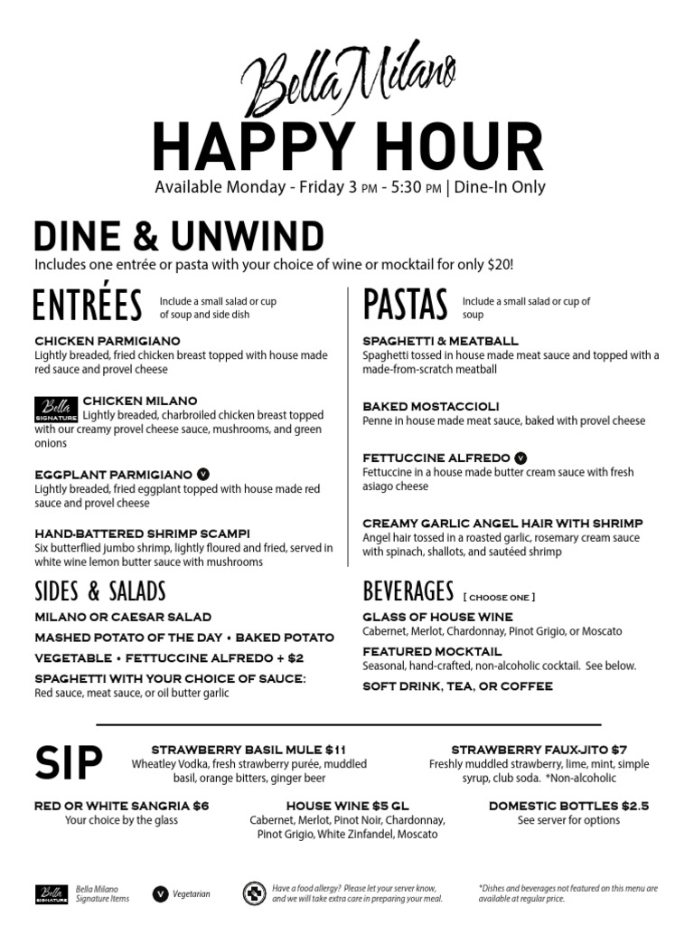 Happy Hour Dine Unwind Sip | PDF | Salad | Drink