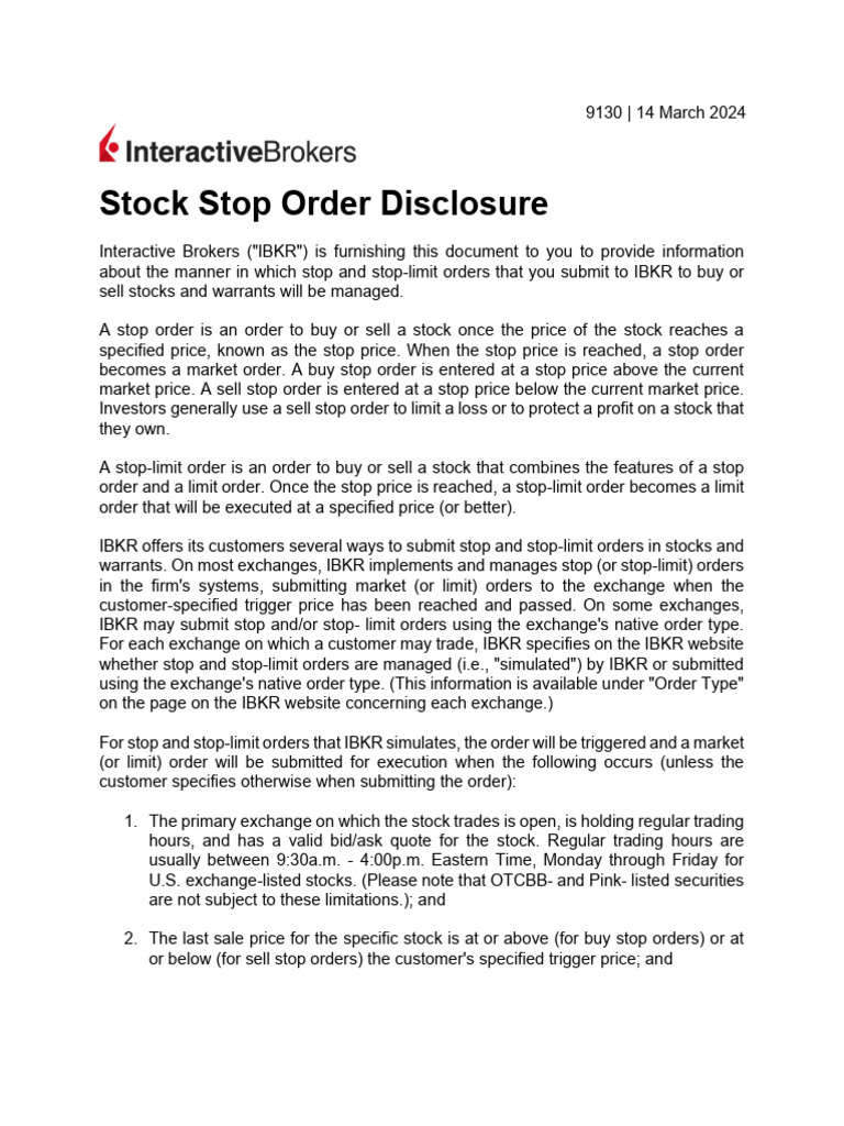 Stock Order Guide for IBKR Users | PDF | Order (Exchange) | Stocks