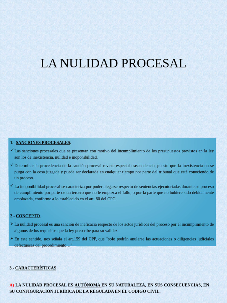 Nulidad Procesal: Conceptos y Características | PDF | Ley procesal ...