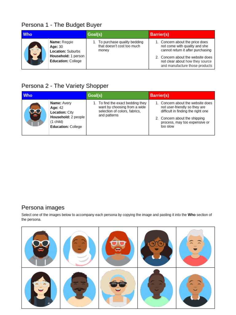 Bedding Buyer Personas Overview | PDF