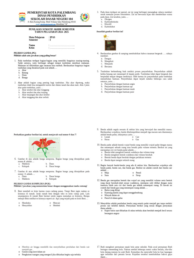 Soal Ipas Kelas 4 Semester 1 Susi | PDF