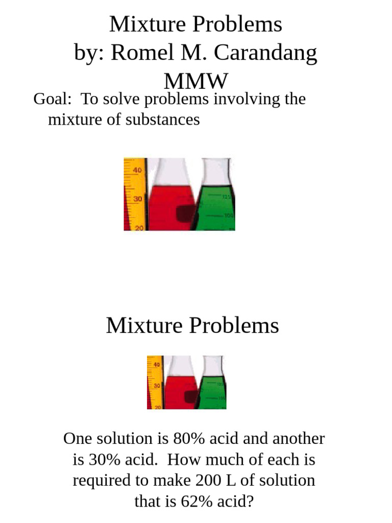 7.7 Solving Mixture Problems | PDF | Mixture | Chemistry
