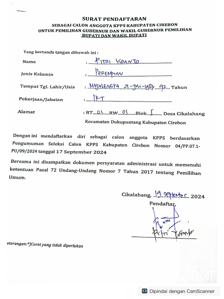 Surat Pendaftaran | PDF