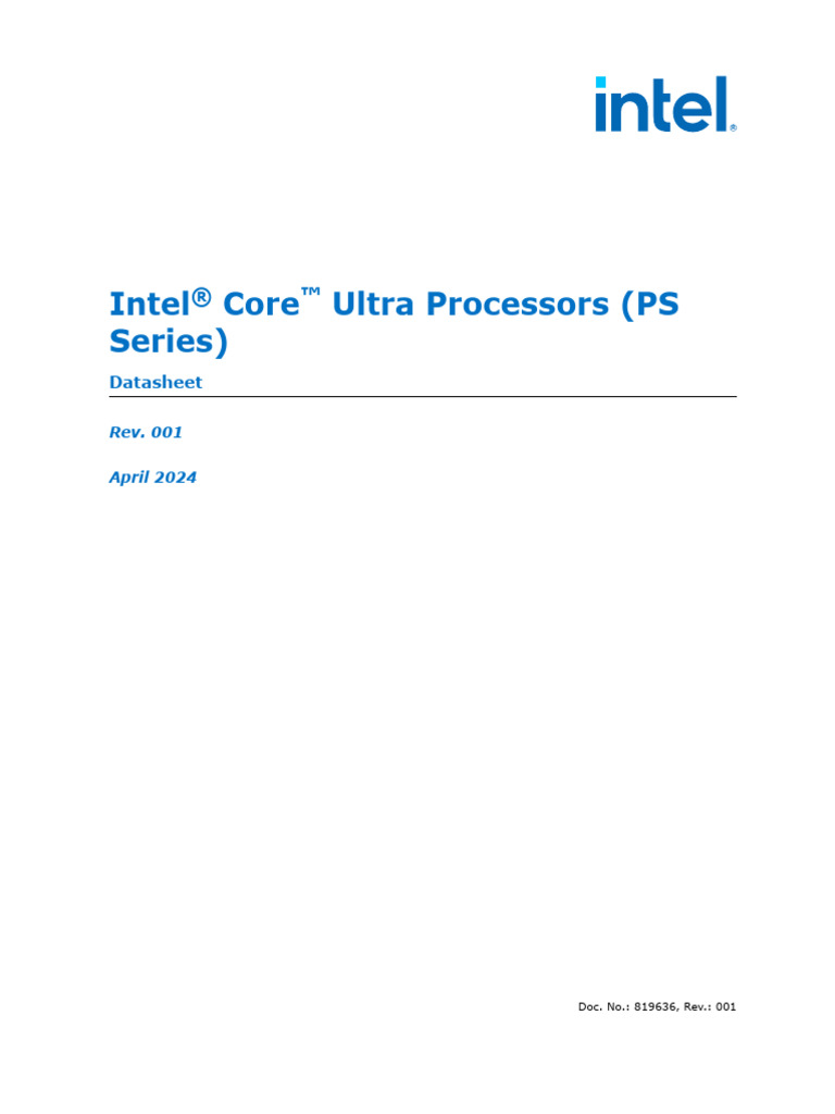 Intel Core Ultra Proc PS Datasheet Rev001 | PDF | Random Access Memory | Usb