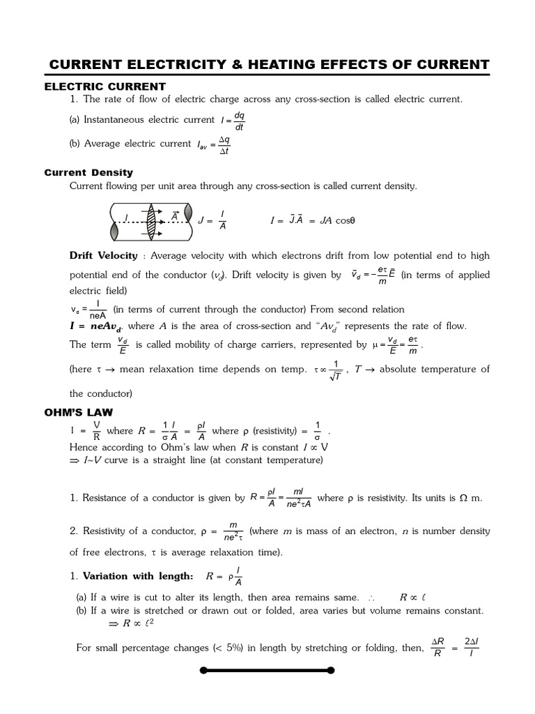 Current Electricity | PDF | Electric Current | Electrical Resistivity And Conductivity