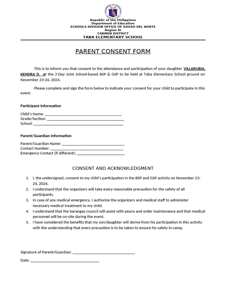 Parental Consent | PDF