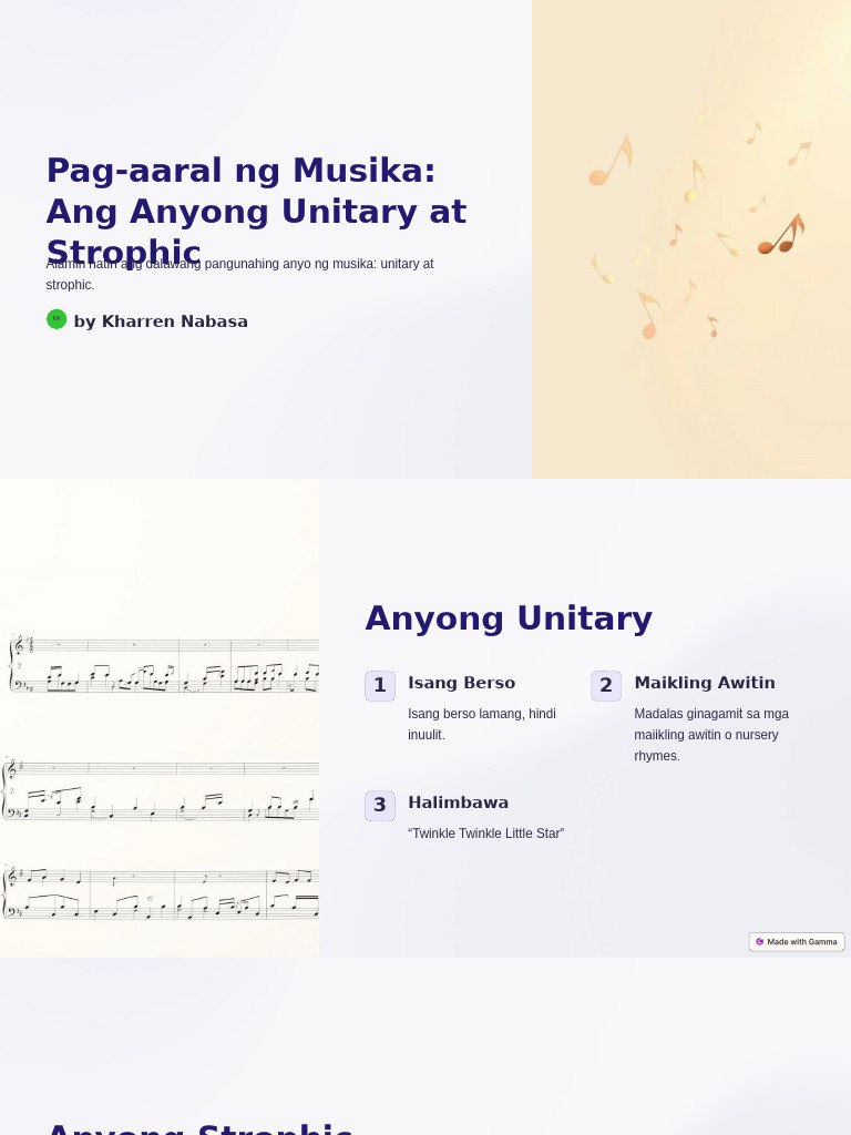 Pag Aaral NG Musika Ang Anyong Unitary at Strophic | PDF