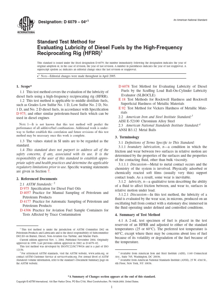 Evaluating Lubricity of Diesel Fuels by The High-Frequency ...