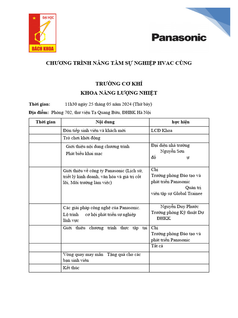 PANASONIC - HUST - Fresher Program 2024 (Final) | PDF