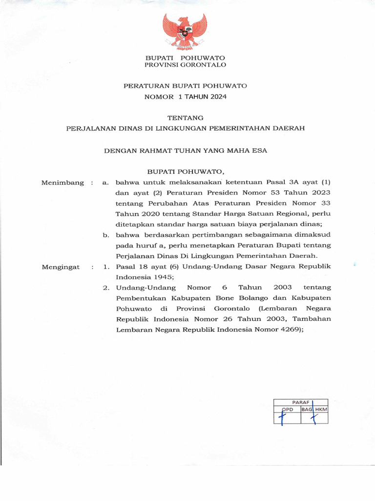 Perbup Nomor 1 Tahun 2024 | PDF | Pengelolaan Keuangan & Uang