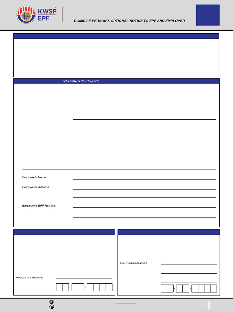 Form - KWSP - 16B - Register Self Contribution - Non-Domiciles (EPF ...