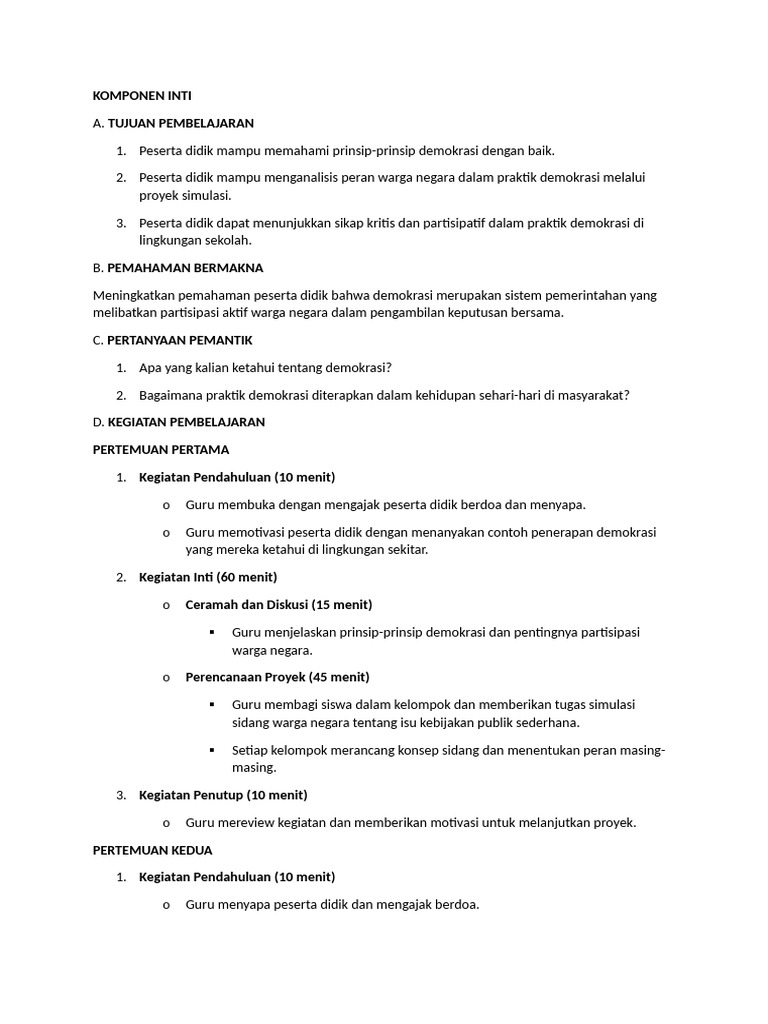 Komponen Inti Modul Ajar | PDF