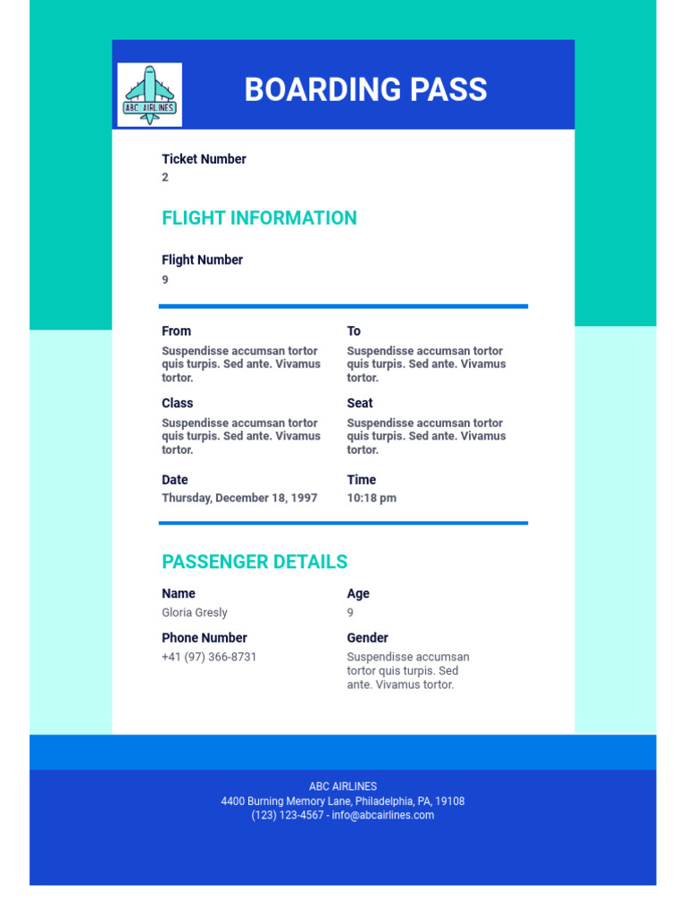 Boarding Pass Template - Jotform PDF Editor | PDF