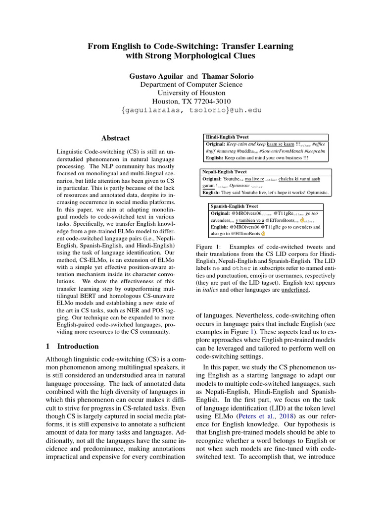 2020-ACL-From English To Code-Switching - Transfer Learning With Strong Morphological Clues ...