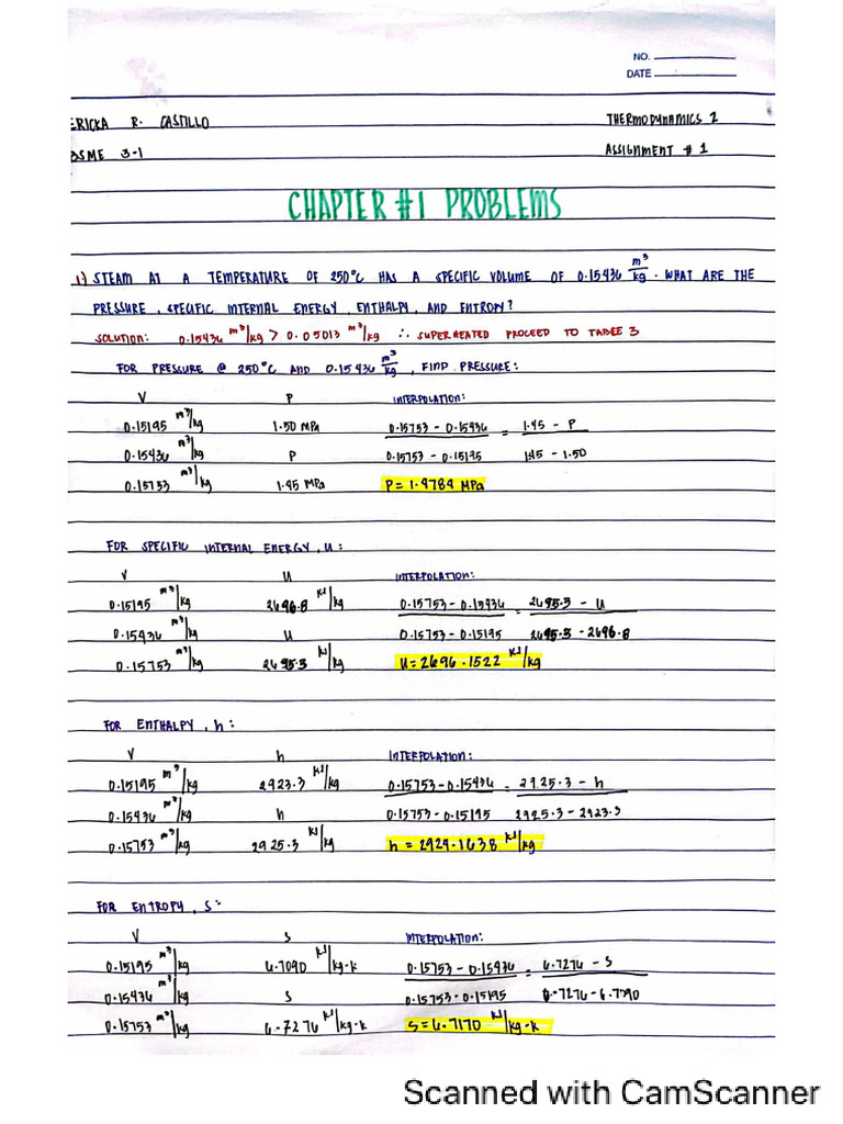 Assignment #1 (Thermo 2) | PDF
