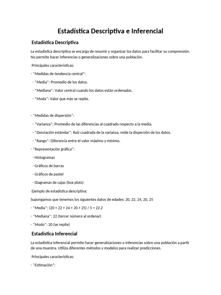 Estadística Descriptiva e Inferencial | PDF | Estadísticas | Estadísticas descriptivas