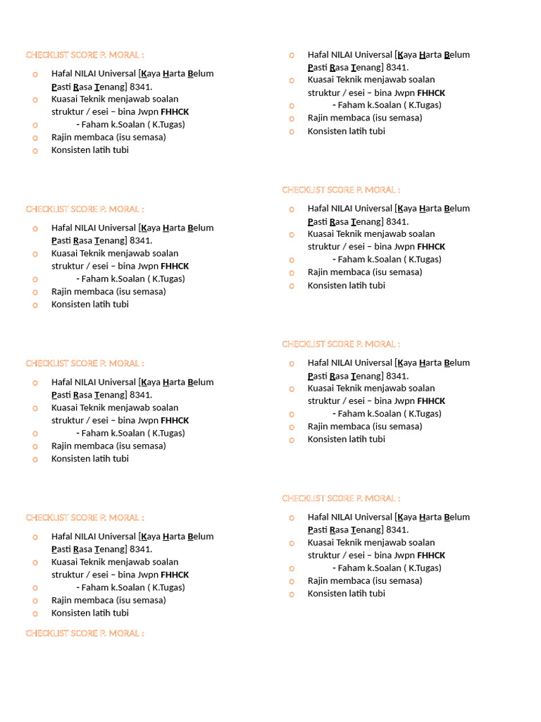 Checklist Score P | PDF