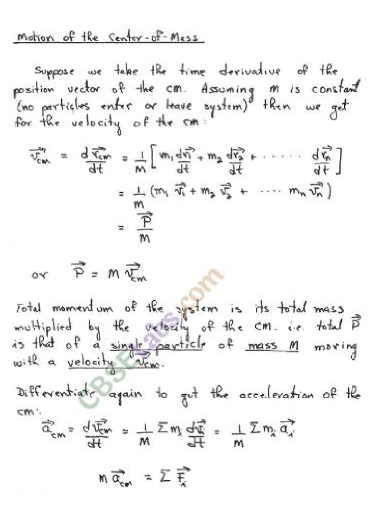 Systems of Particles and Rotational Motion Class 11 Notes Physics ...