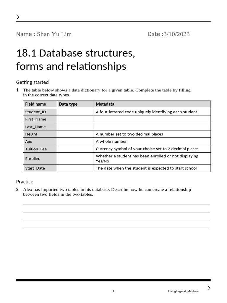 Worksheet DBY9 | PDF | Data | Databases