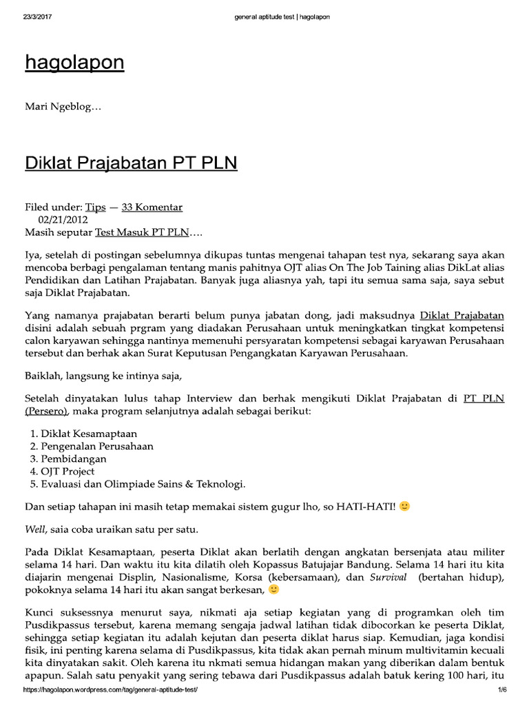 Tes PLN | PDF