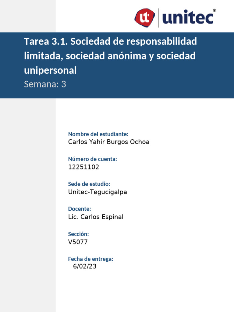 S3. Sociedad de Responsabilidad Limitada, Sociedad Anonima y Sociedad Unipersonal | PDF ...
