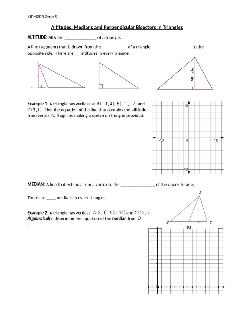D3 - Altitudes, Medians and Perpendicular Bisectors in Triangles | PDF