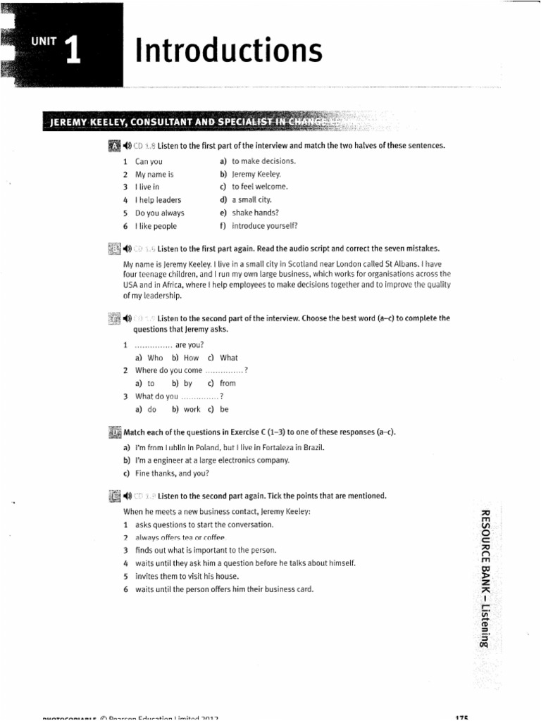 Market Leader Elementary 3rd Resource Bank (Listening) | PDF