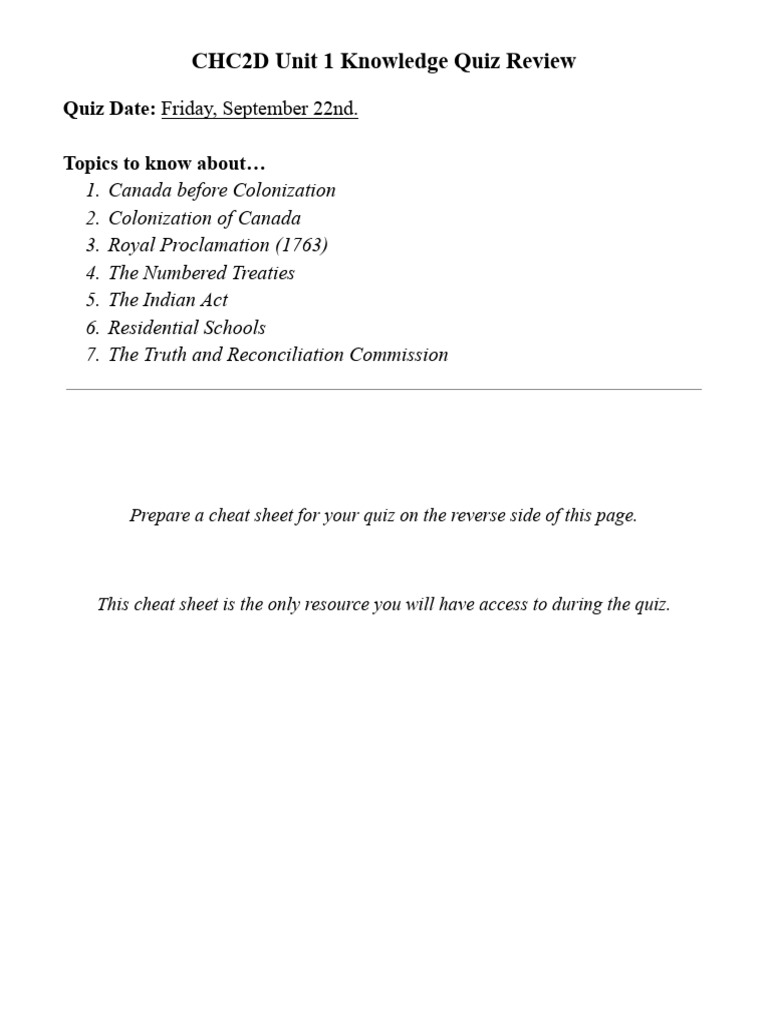 Canadian History Quiz Prep | PDF | Law